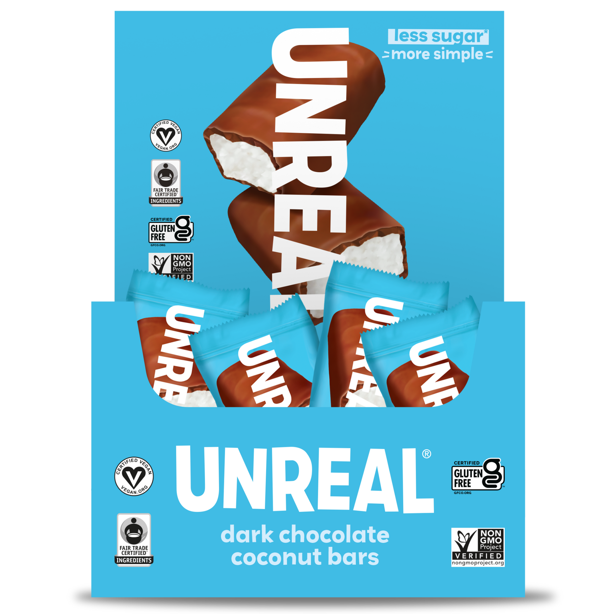 Dark chocolate coconut bars - everyday 8 bars – UNREAL